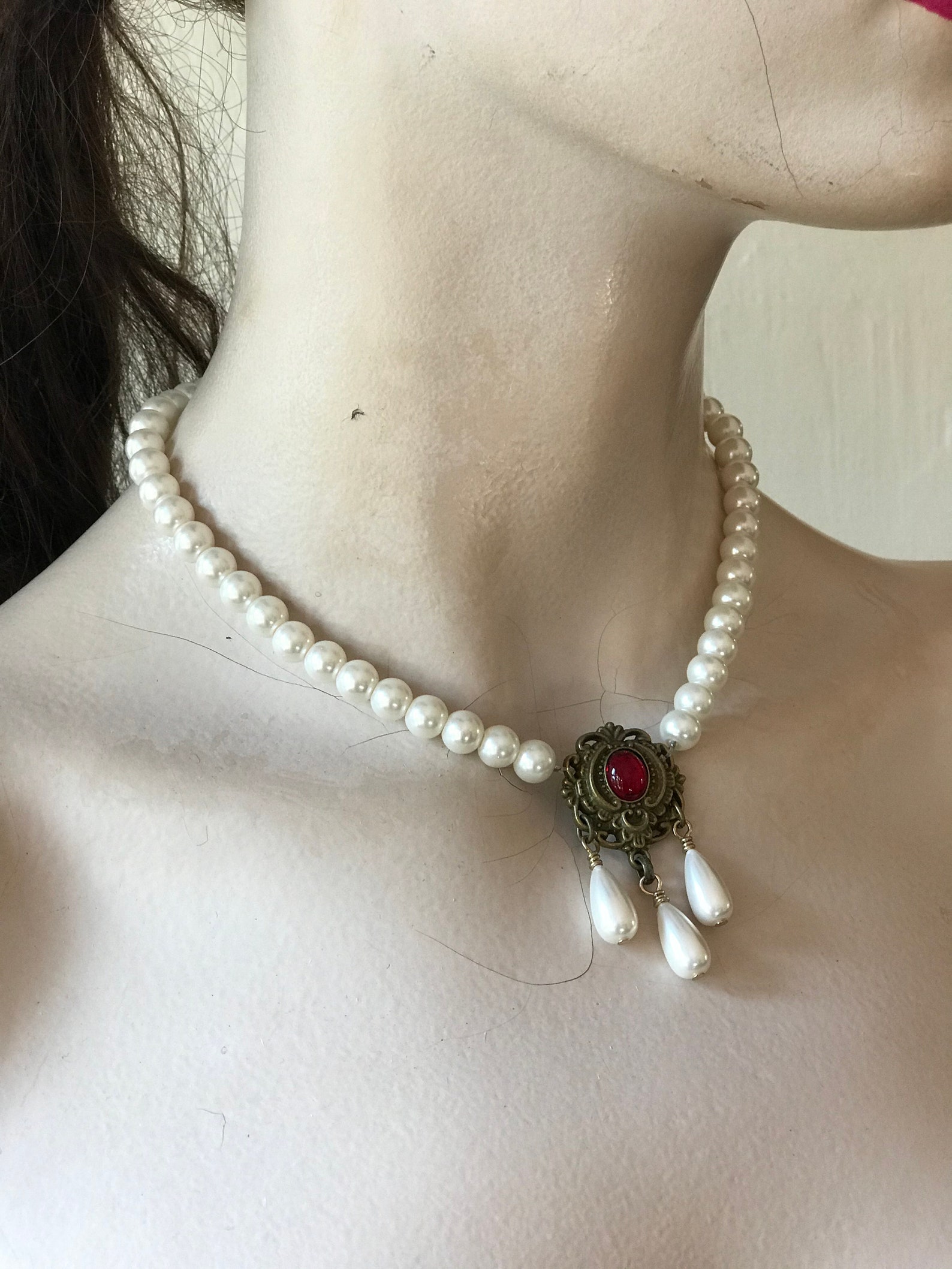 Renaissance Tudor Pearl Necklace Medieval Necklace Historical - Etsy