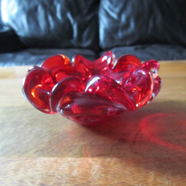 Red Glass Ashtray - Etsy