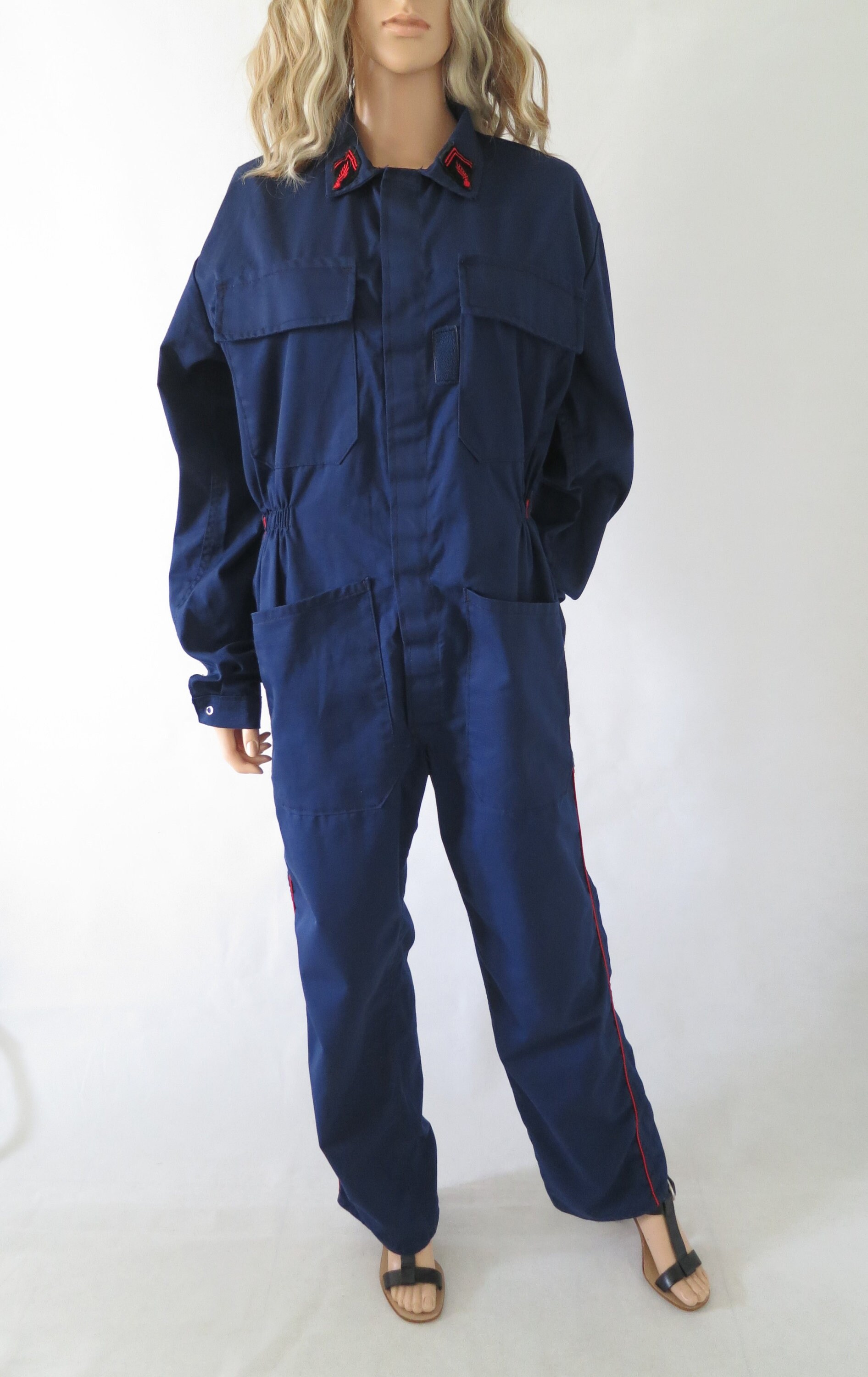 Work Overalls Suit, Navy Blue, Velcro Up, Long Sleeves, French Vintage ...
