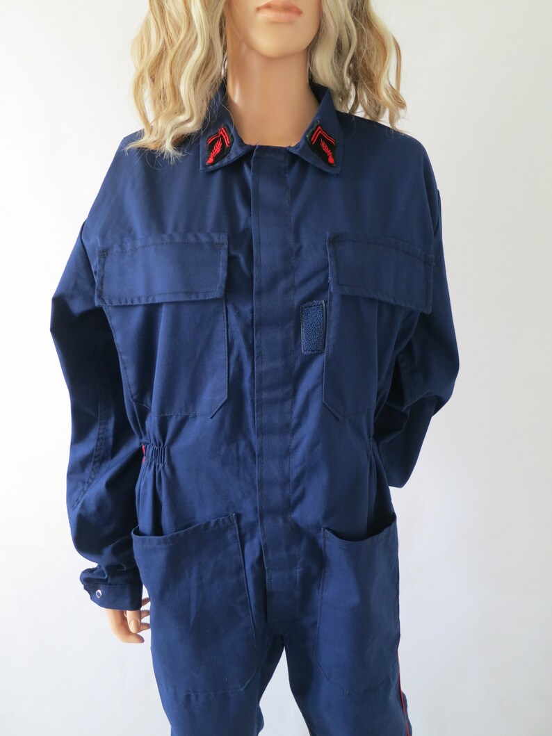 Work Overalls Suit Navy Blue Velcro Up Long Sleeves French - Etsy