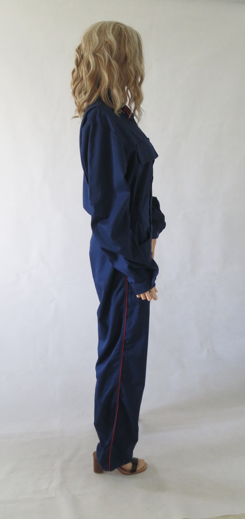 Work Overalls Suit Navy Blue Velcro Up Long Sleeves French - Etsy