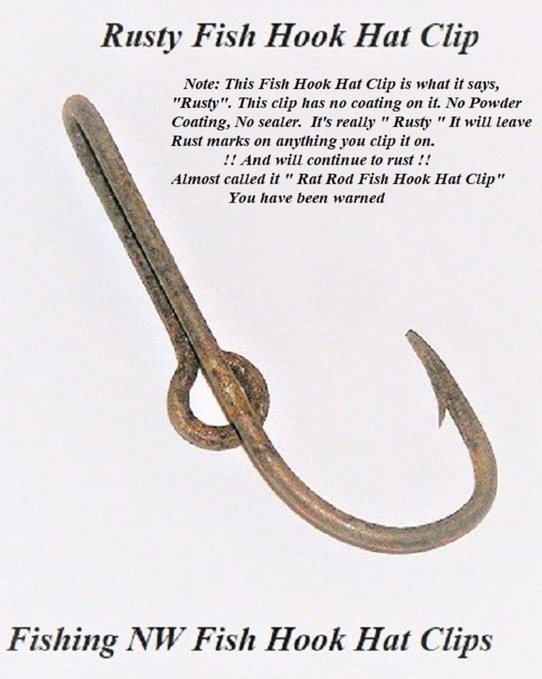 Rusty Fish Hook Hat Clip / Pin, Tie Clip or Money Clip - Etsy