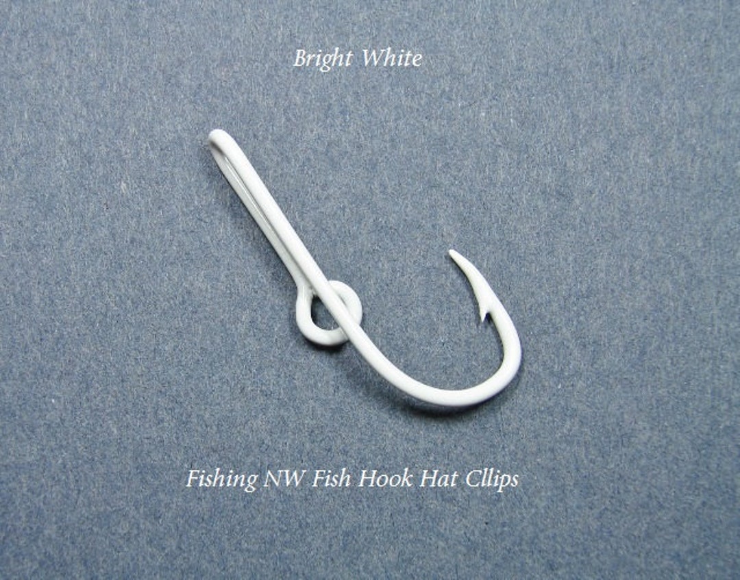 Bright White Colored Fish Hook Hat Clips / Pin, Tie Clip or Money Clip ...