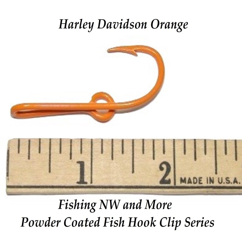Hunter / Safety Orange Colored Fish Hook Hat Clip / Pin, Tie Clip or ...