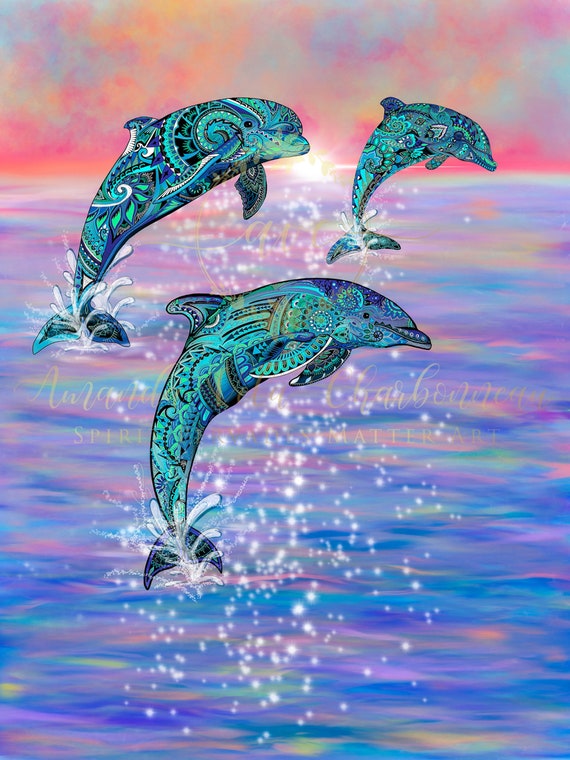 Dolphin With Psychedelic Background Dolphins Adult