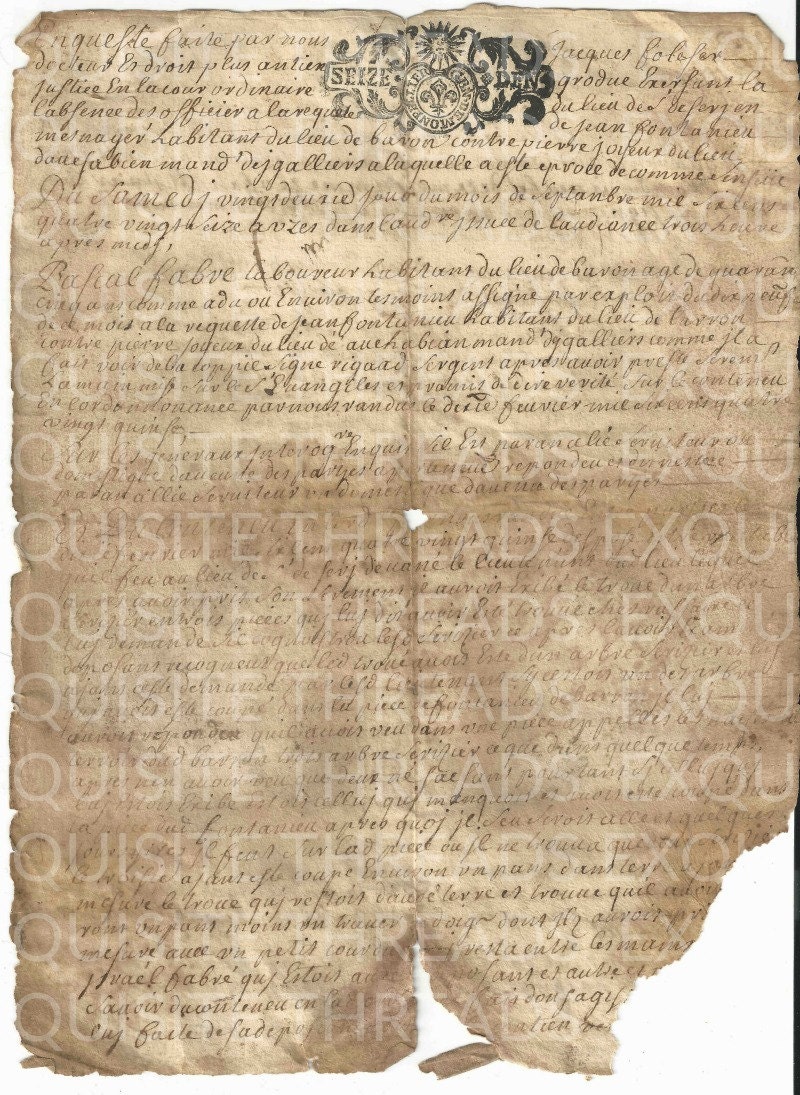 Digital Download Set Four French Antique 17th Century Vellum ...