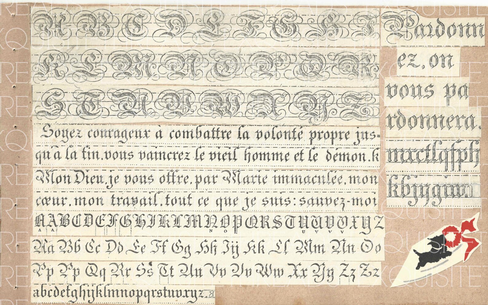 Digital Download Set of 4 French Antique Scrapbook Calligraphy Typeface ...