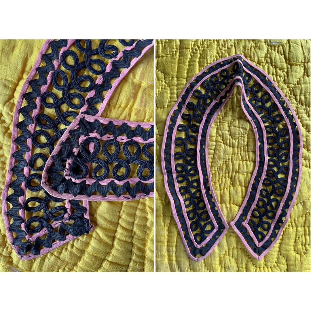 1930 Antique French Handmade Soutache and Rik-rak Pink Black - Etsy