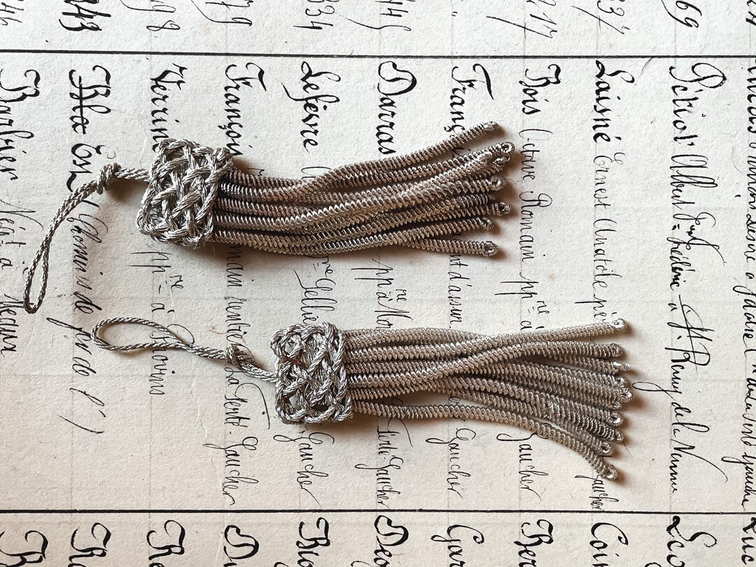 19th Century Antique Silver Passementerie Tassel, Real Silver Thread ...