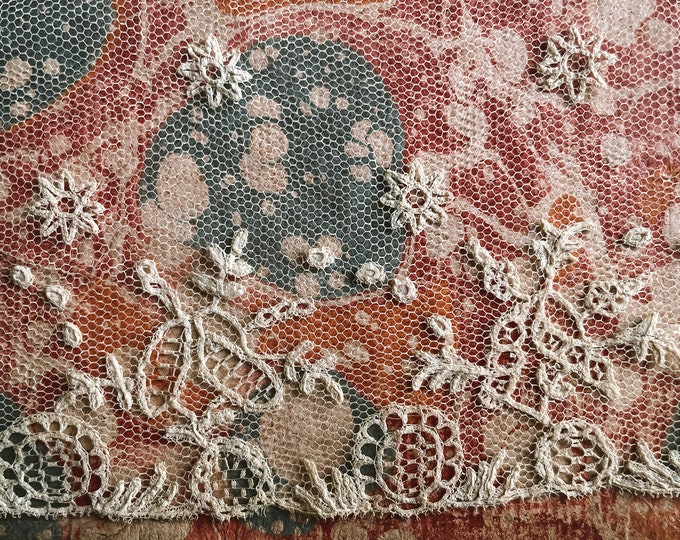 Long Length 19th C Antique Brussels Lace Handmade Cream, Vintage ...