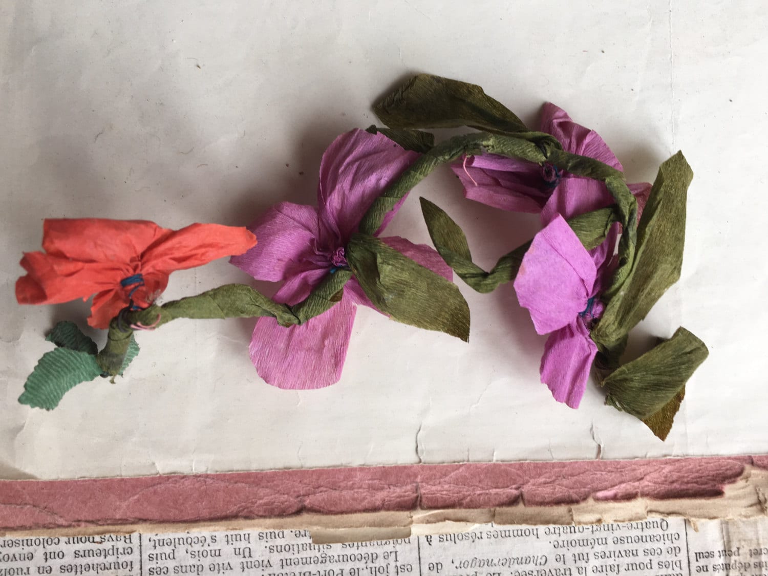 Antique 1940s Handmade Paper Millinery Flower Bouquet Purple - Etsy