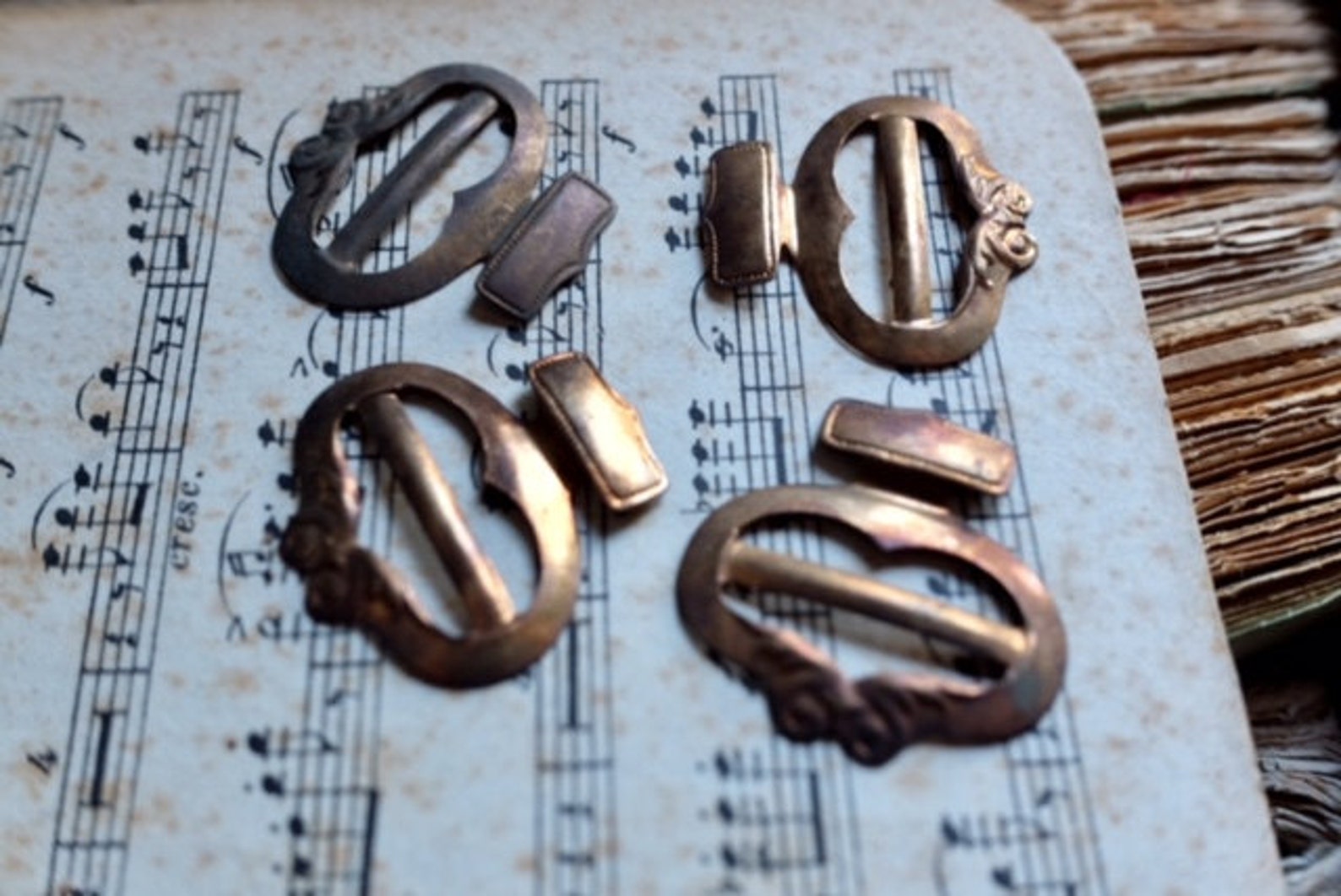 Pair of Antique Art Deco Brass Corset / Suspender Buckle, Jewellery ...