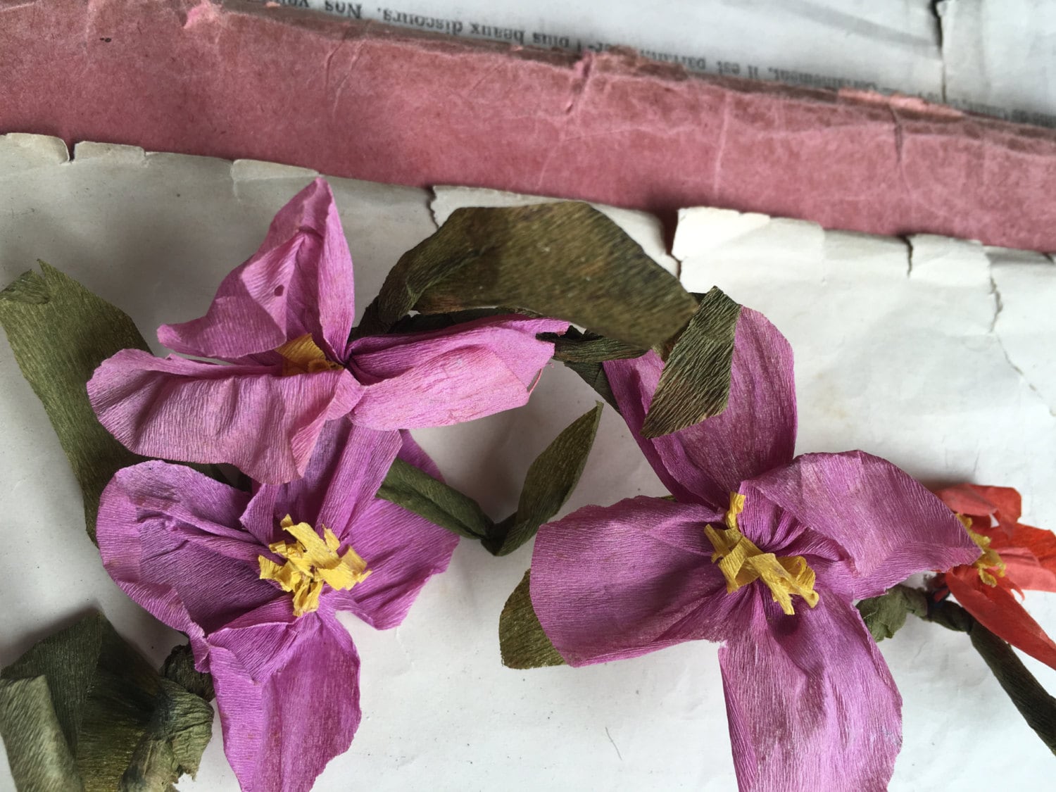 Antique 1940s Handmade Paper Millinery Flower Bouquet Purple - Etsy