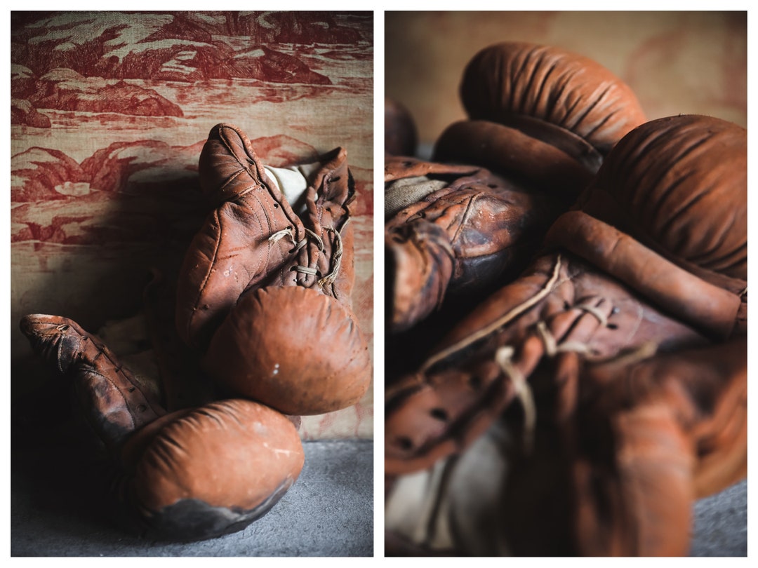 Pair of Antique Early 1900s Leather Boxing Gloves, Which Once Belonged ...