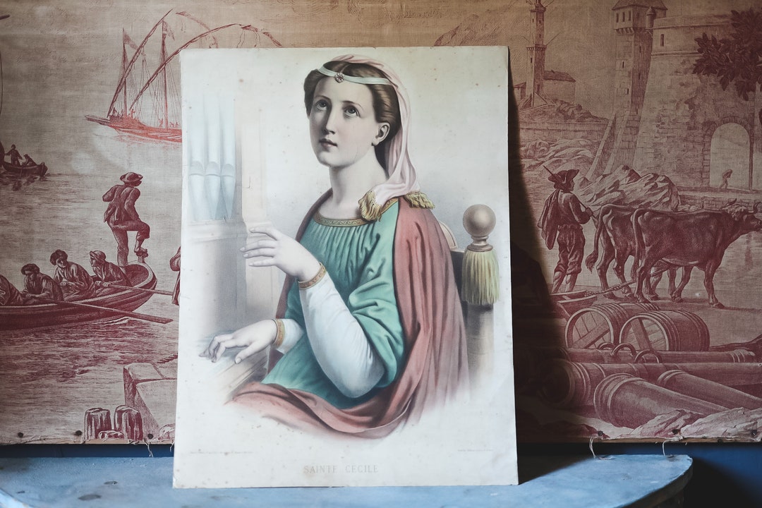 Antique French 1861 Religious Lithograph of 'saint Catherine' , Print ...