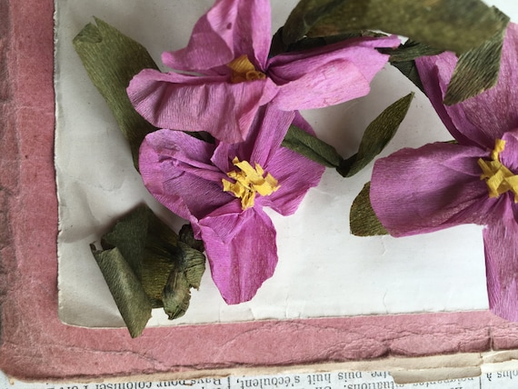Antique 1940s Handmade Paper Millinery Flower Bouquet Purple | Etsy