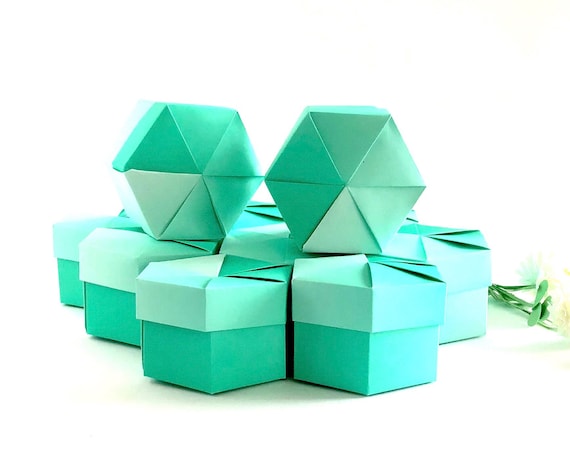 10 Origami Gift Boxes Hexagon Box Dragees Containers - Etsy