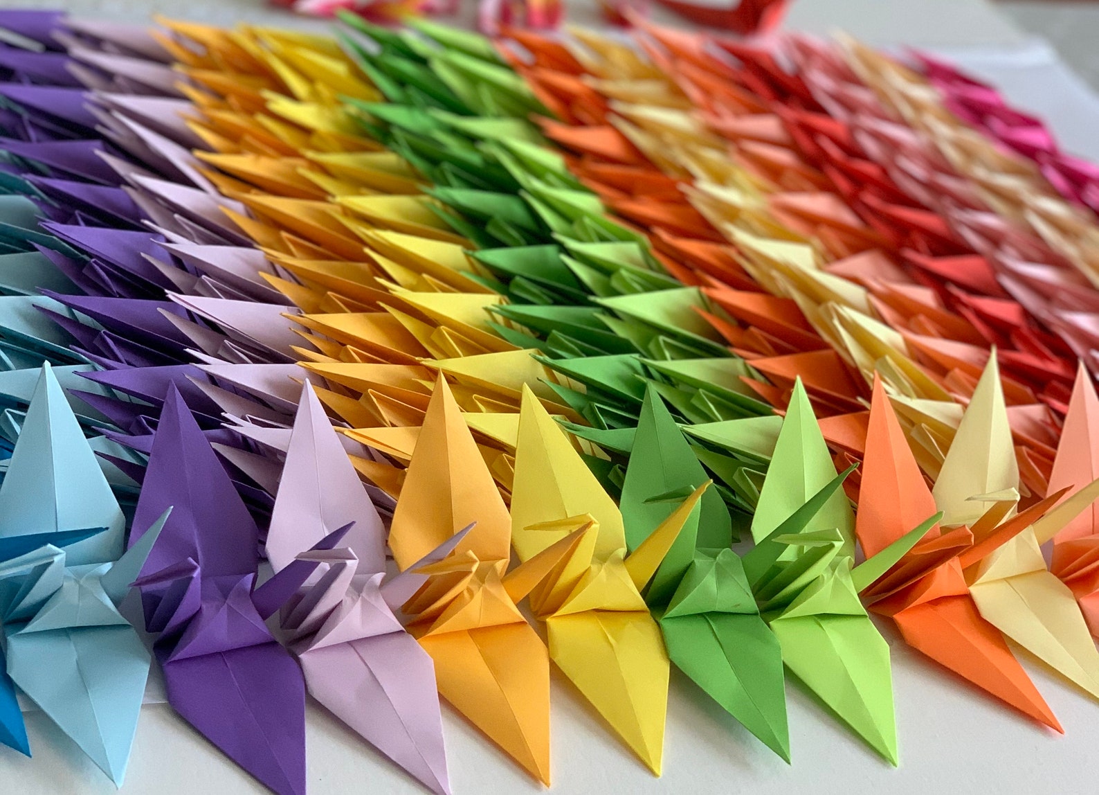 Lot of 150 Large Japanese Cranes, Handmade Origami Cranes, Place Mark ...