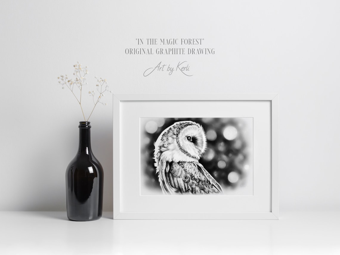 Barn Owl Pencil Drawing ORIGINAL Art by Kerli - Etsy
