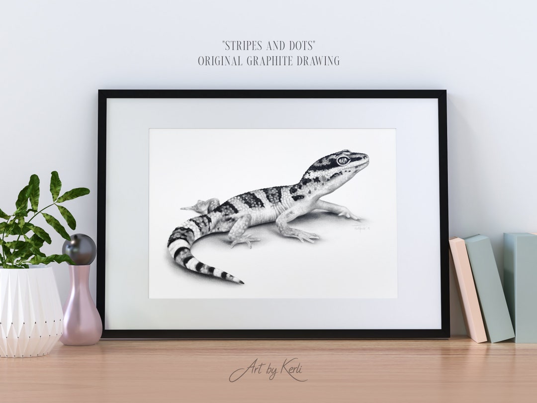Leopard Gecko Pencil Drawing ORIGINAL - Art by Kerli - Etsy