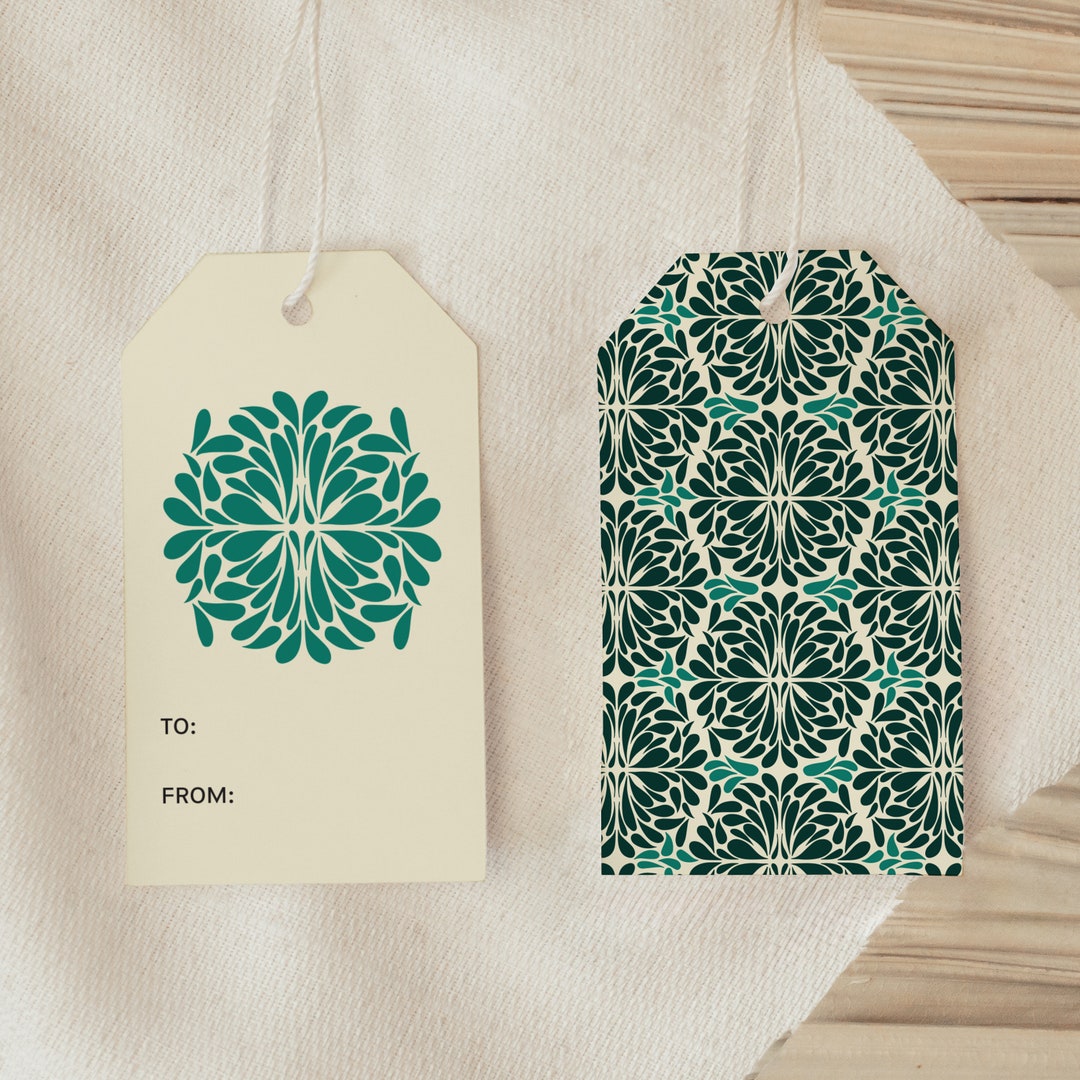 Teal Pinwheel Gift Tag: Navy & Teal Symmetrical Design - Etsy