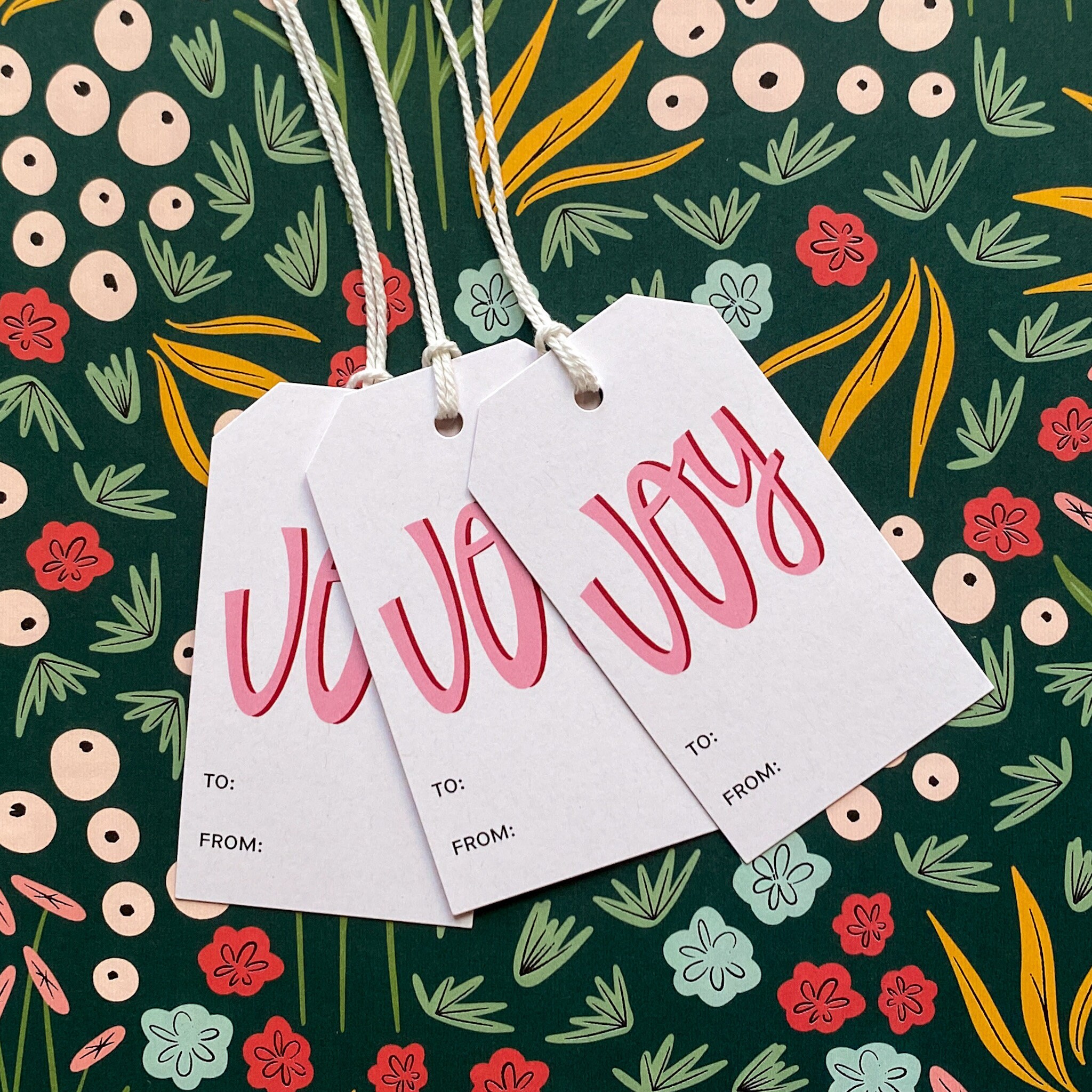 Hand Lettered Joy Gift Tags: Holiday Wrapping, Set of 8 - Etsy
