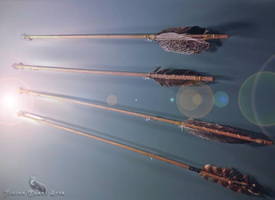 Set of Seven Primitive Arrows, Bow Hunting Arrows, Archery Arrows ...