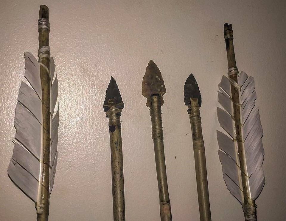 Set of Seven Primitive Arrows, Bow Hunting Arrows, Archery Arrows ...
