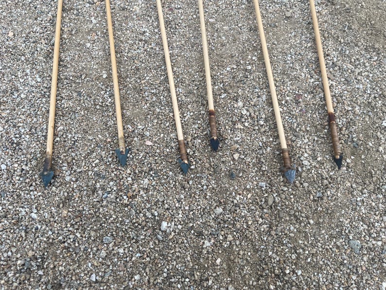 Set of Six Primitive Handcrafted Hunting Arrows With Flint Arrowheads - Etsy