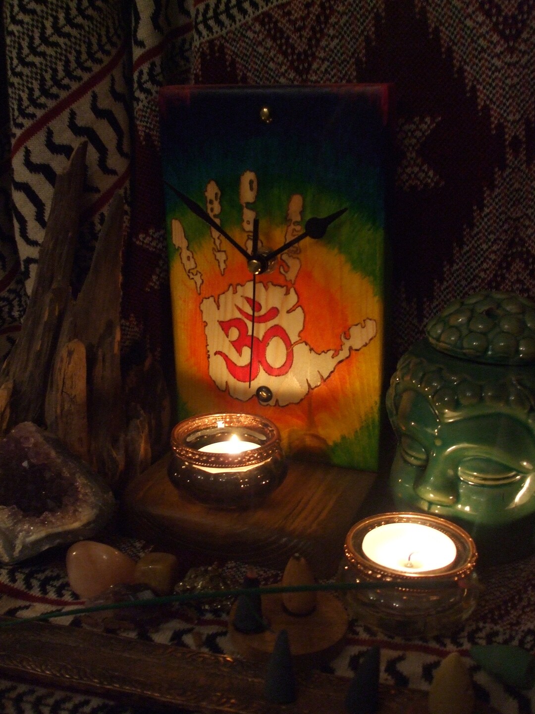 Om Symbol Clock | Palm Print | Desk or Wall Shelf for Candle | Hindu ...