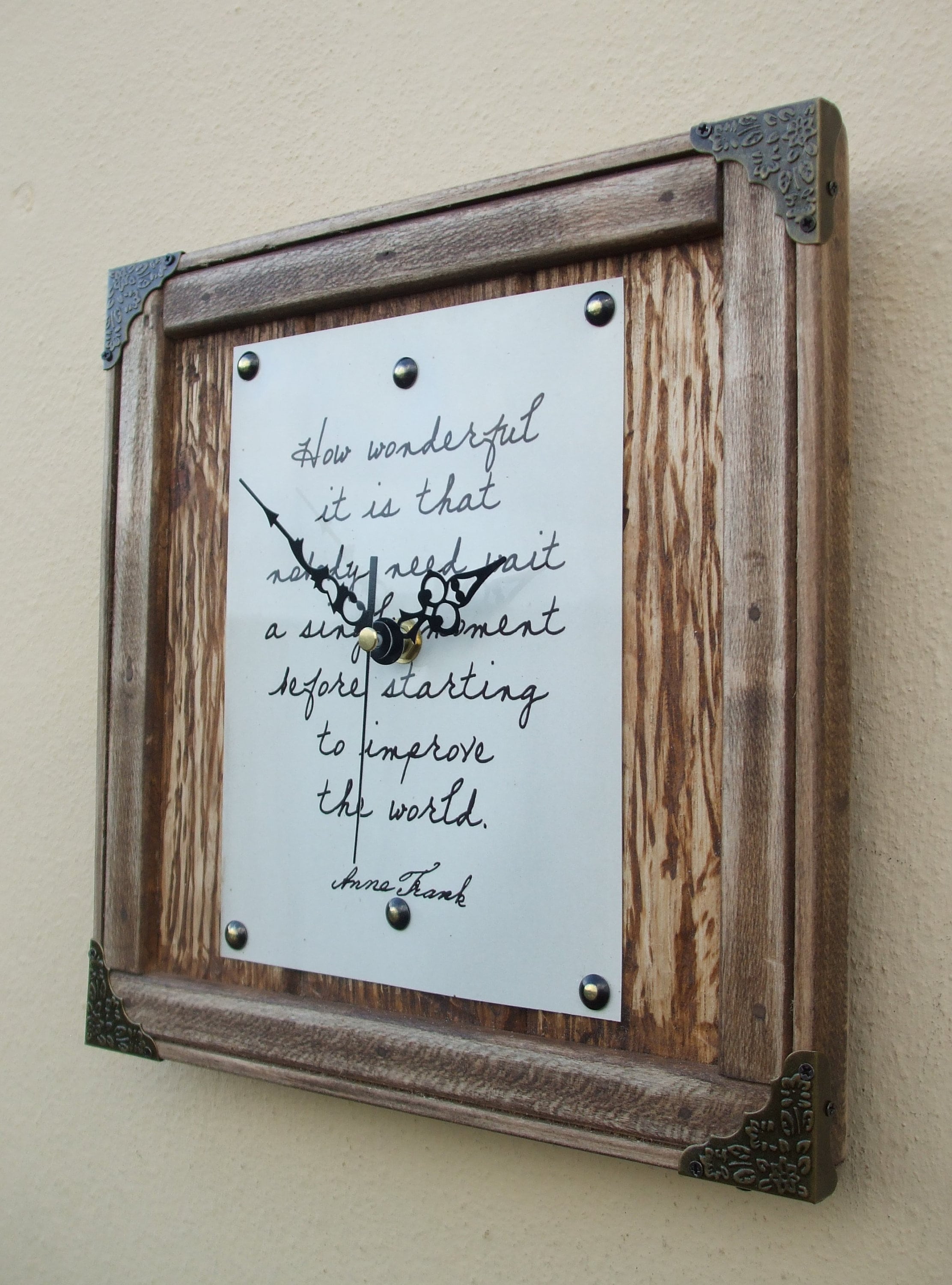 Anne Frank Quote Wall Clock | Rustic Reclaimed Wood & Tin - Etsy