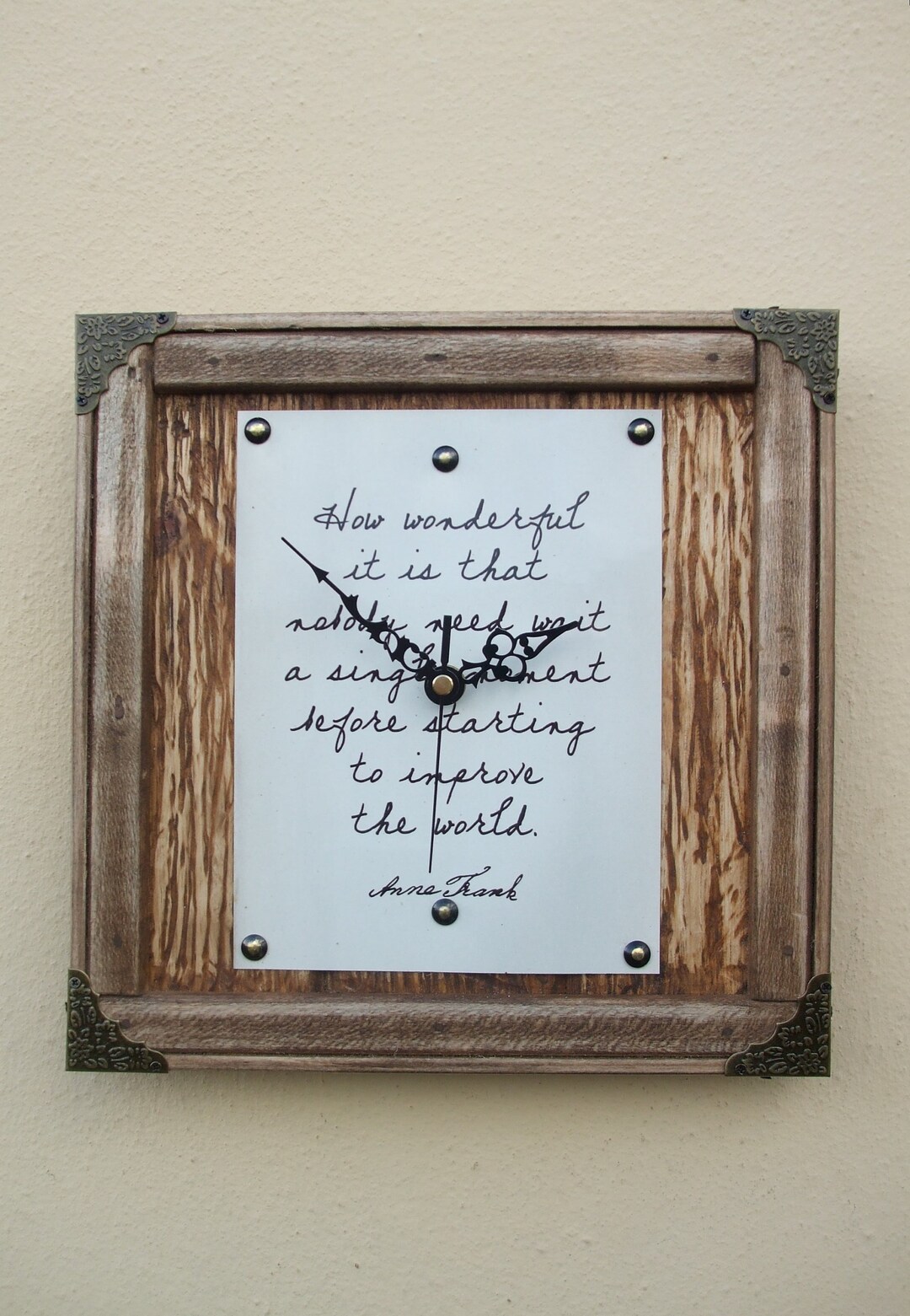 Anne Frank Quote Wall Clock | Rustic Reclaimed Wood & Tin - Etsy