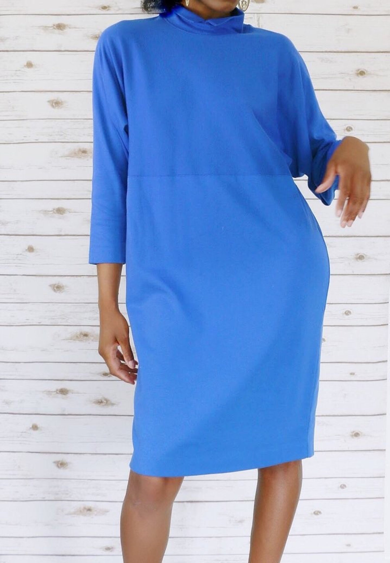 80s Blue Vintage Dress - Etsy