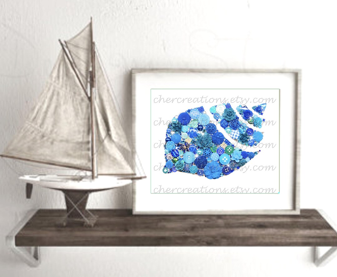 SEA SHELL 156 Button Artwork, 8x10 Art, Button Art, Button Ideas ...