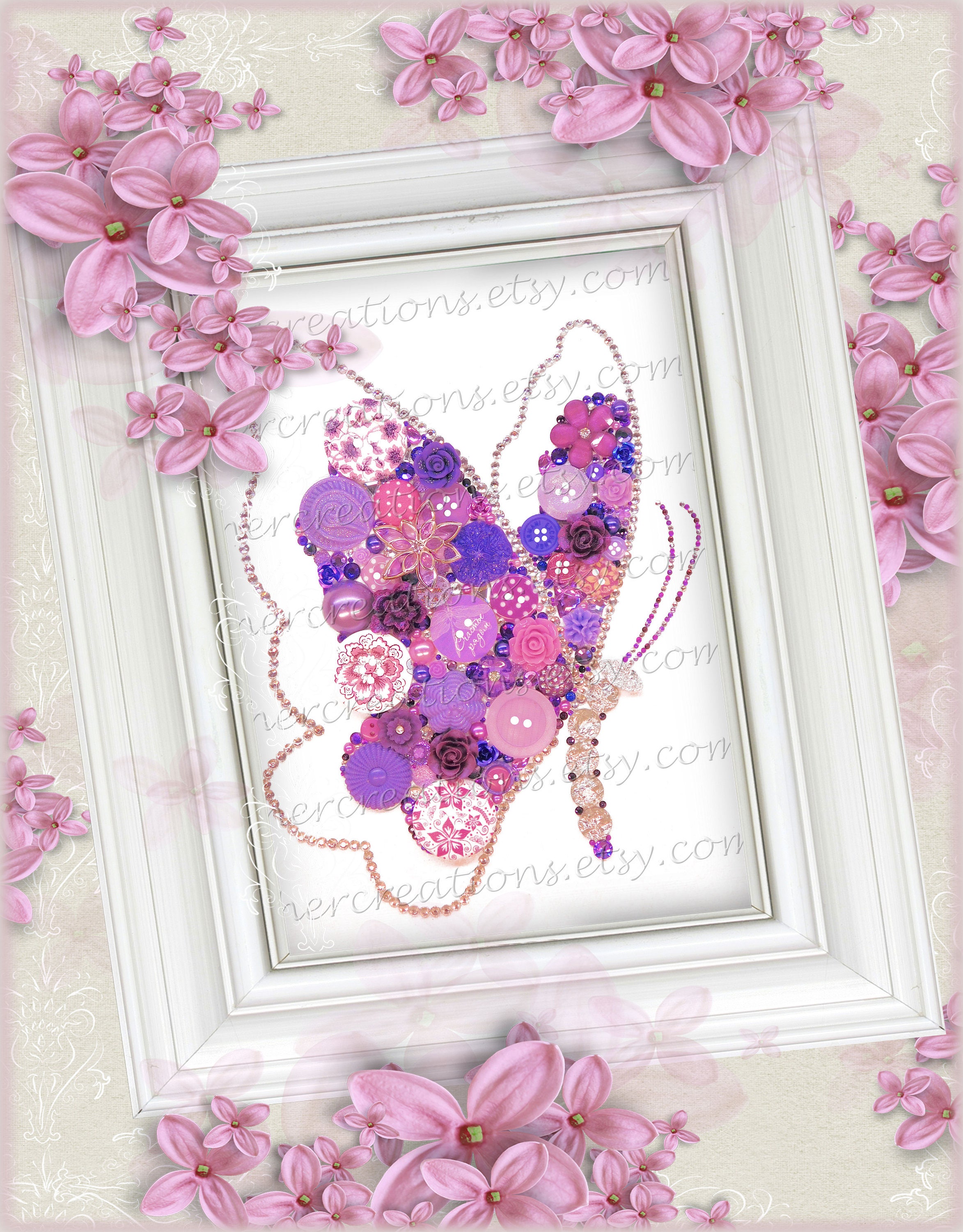 BUTTERFLY 4 Choices 8x10 Button Art Button Artwork button | Etsy