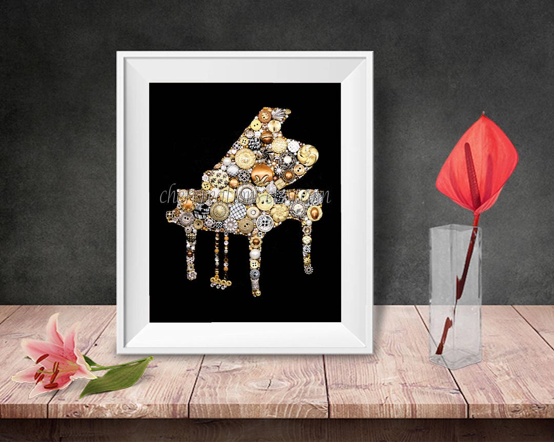 Baby Grand Piano 8x10 Button Art, Button Artwork, Button Ideas, Buttons ...