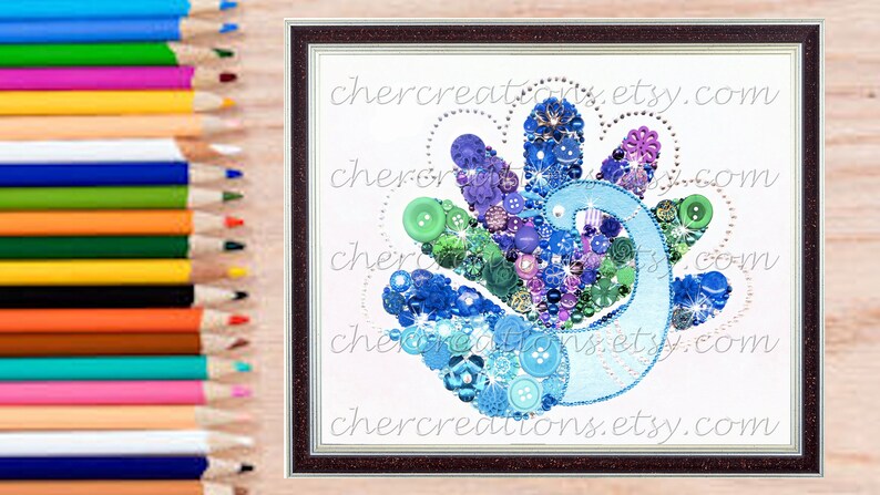 PEACOCK 18 8X10 Button Art Button Artwork Buttons Bird - Etsy