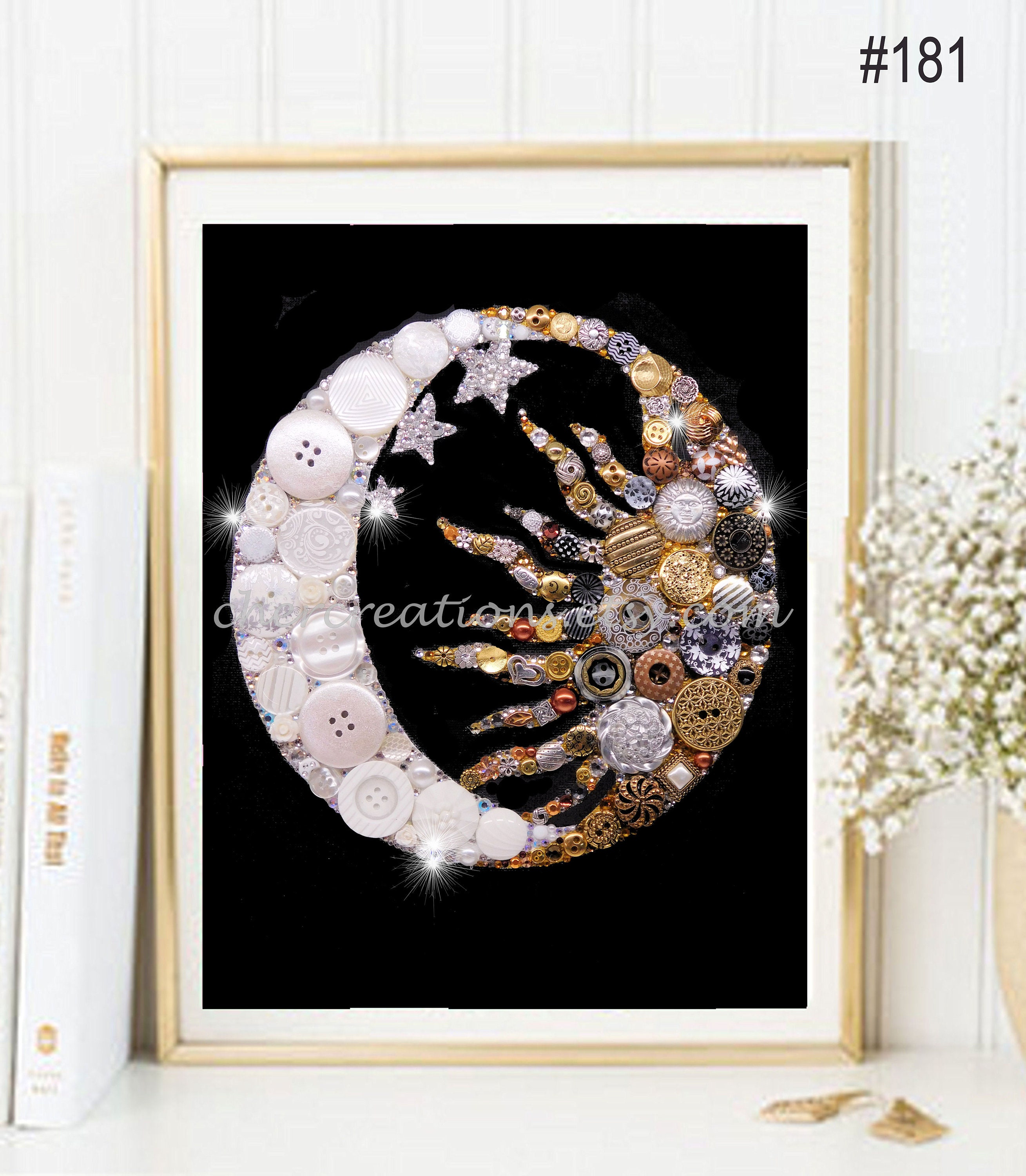 MOON & SUN 8x10 Button Art Button Artwork Buttons | Etsy Canada