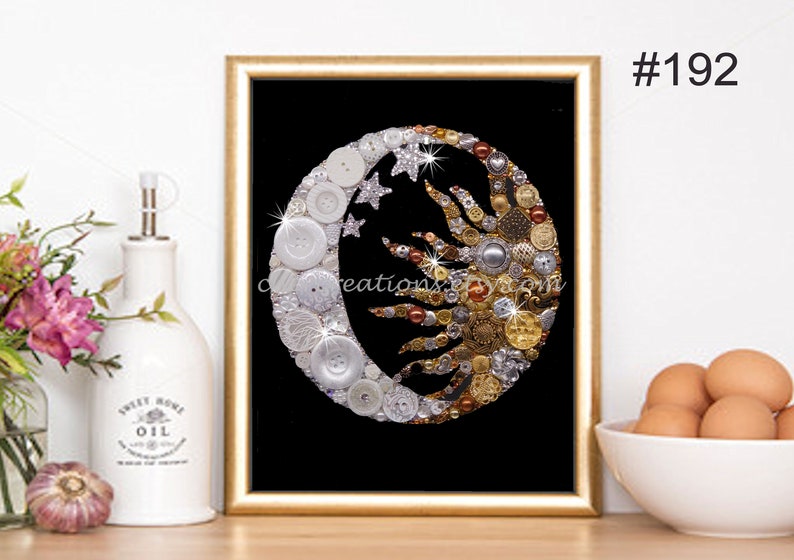 MOON & SUN 8x10 Button Art Button Artwork Buttons | Etsy Canada