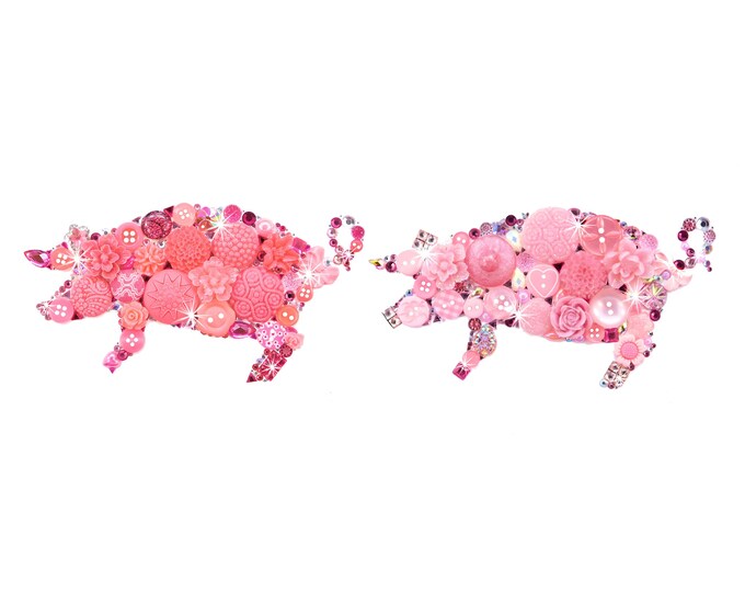 PIG 2 Choices 5x7 Button Art, Button Artwork, Button Ideas, Diy, Ooak ...