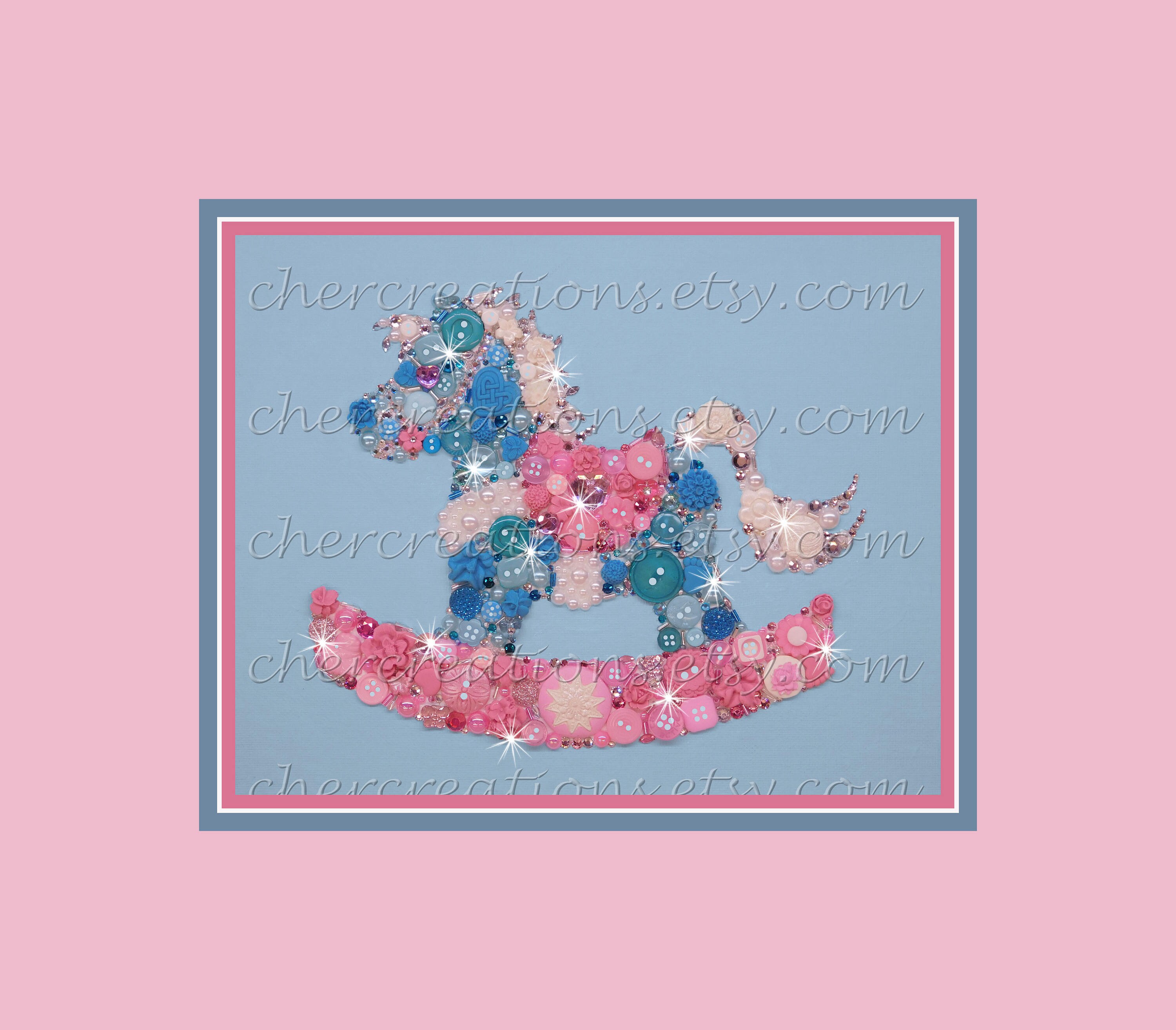 PRINCESS ROCKING HORSE 133 8x10 Button Artwork. Button Art | Etsy