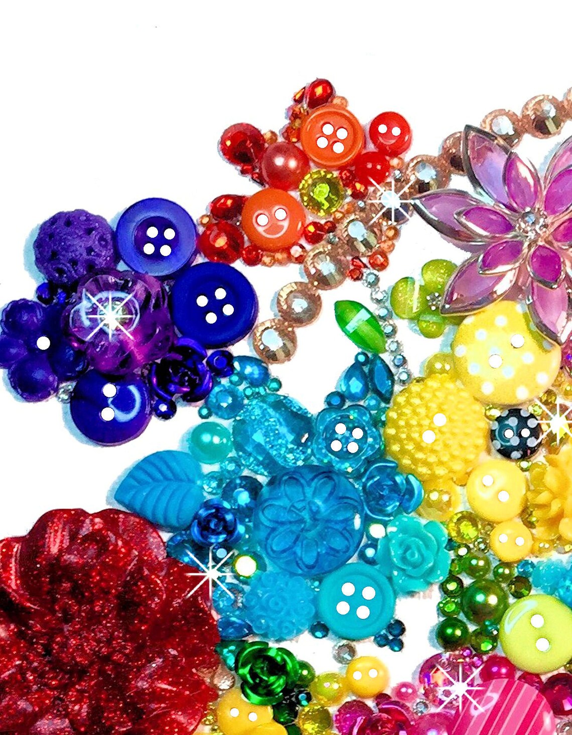 BASKET of FLOWERS 60 8x10 Button Artwork Button Art | Etsy