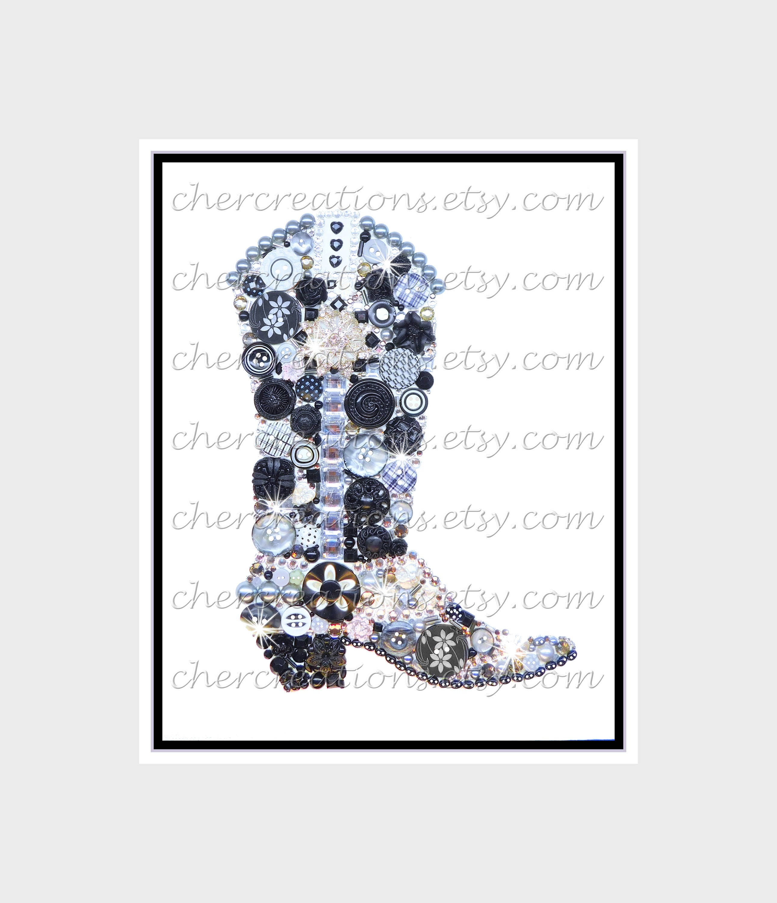 BOOTS STOMPING 8x10 Button Art Button Artwork Western | Etsy