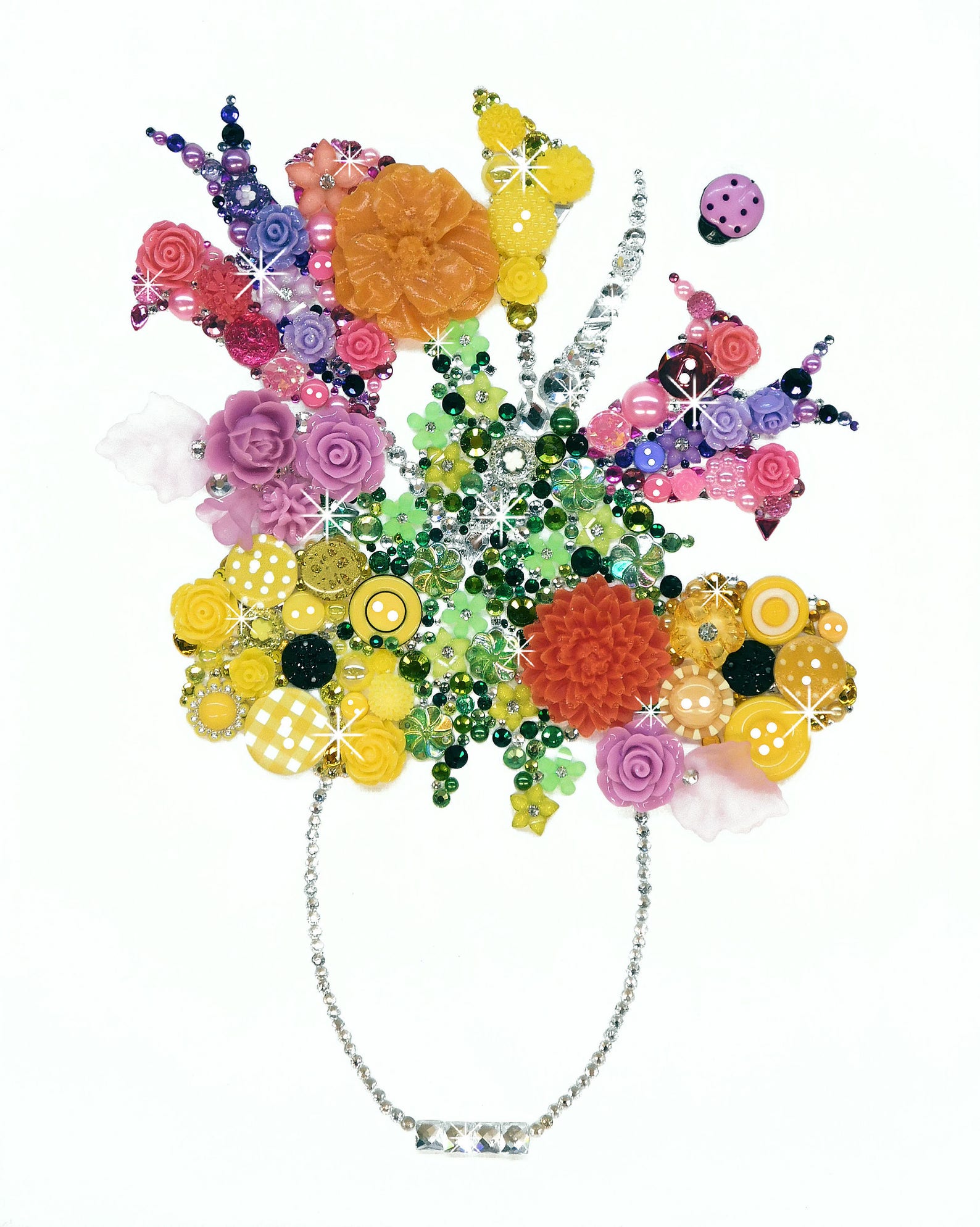 FlOWER VASE Ladybug 09 8x10 Button Artwork Button Art wall | Etsy