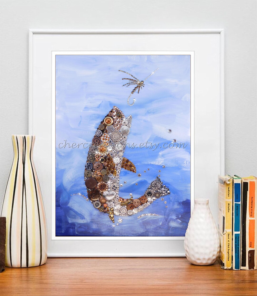 RAINBOW TROUT 103 9x12 Button Art, Button Artwork, Buttons, Button ...