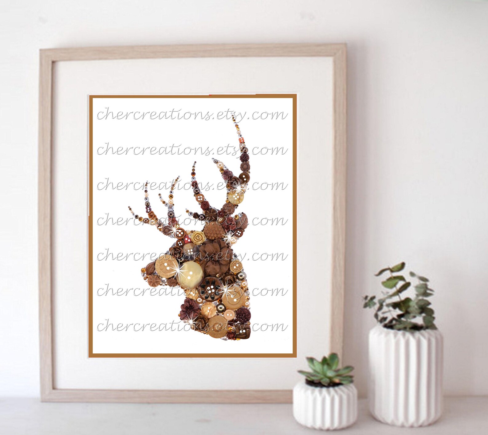 DEER HEAD 08 8x10 Button Art Button Artwork Hunting - Etsy