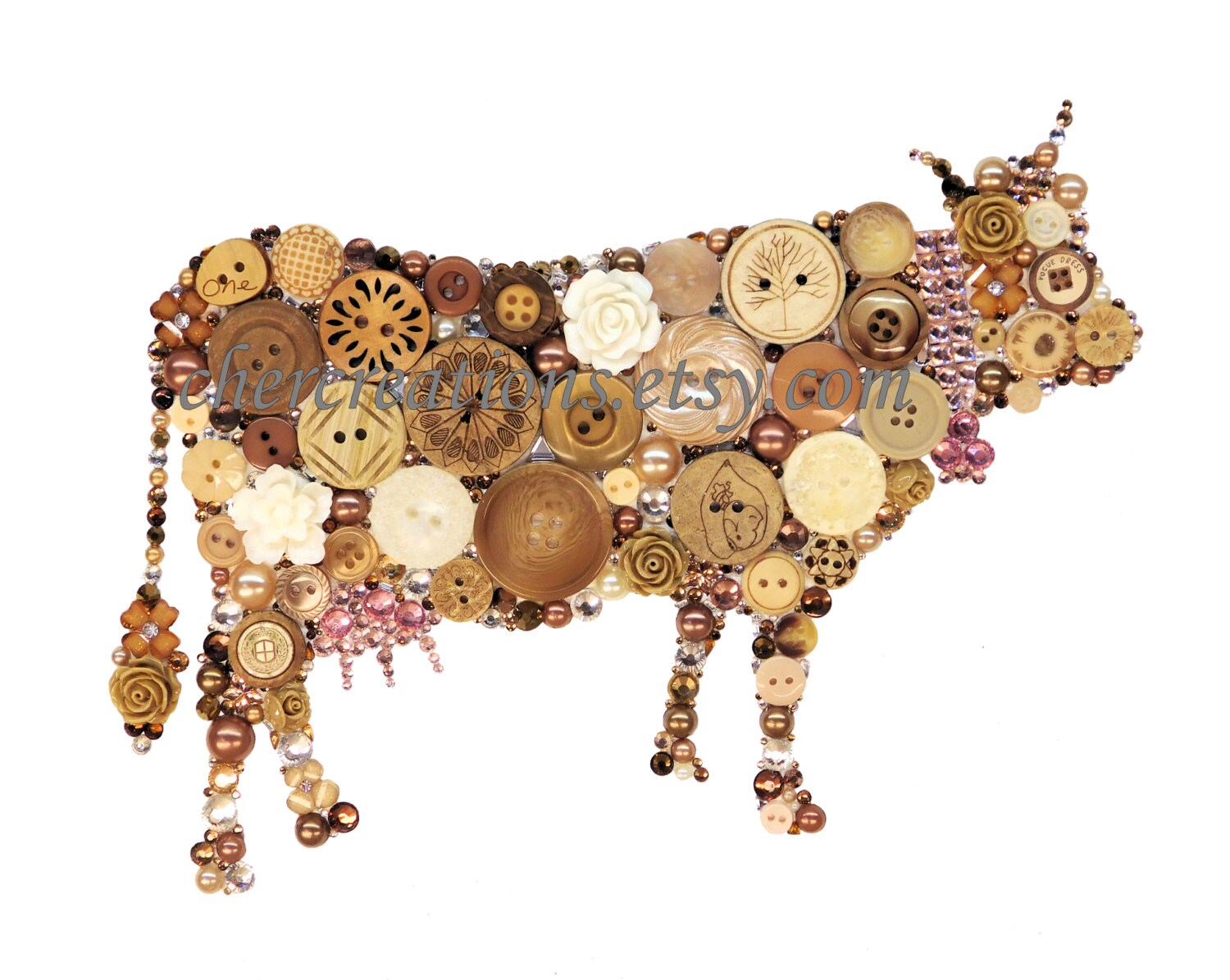 COW 173 Brown 8x10 Button Art Button Artwork Button | Etsy