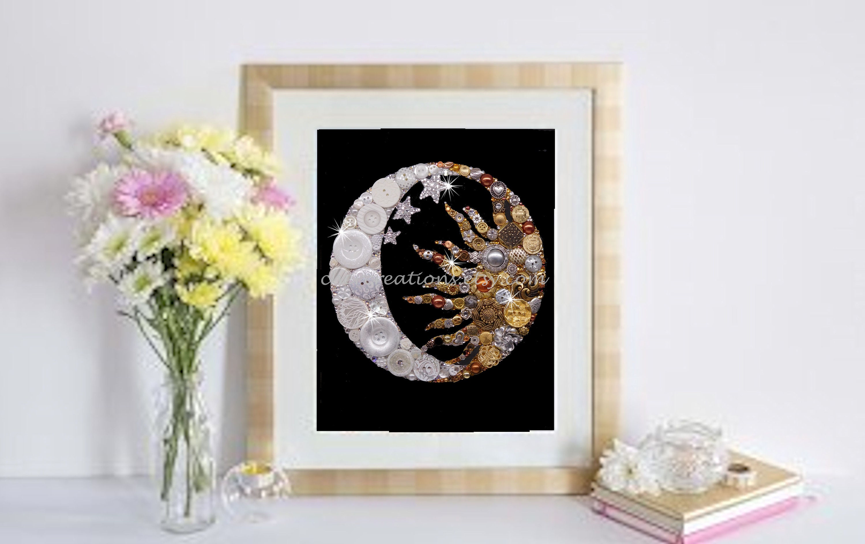 MOON & SUN 8x10 Button Art Button Artwork Buttons | Etsy Canada