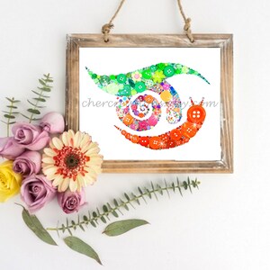 SNAIL on a ROLL 89, 8x10 Button Art, Button Artwork, Insects, Children ...
