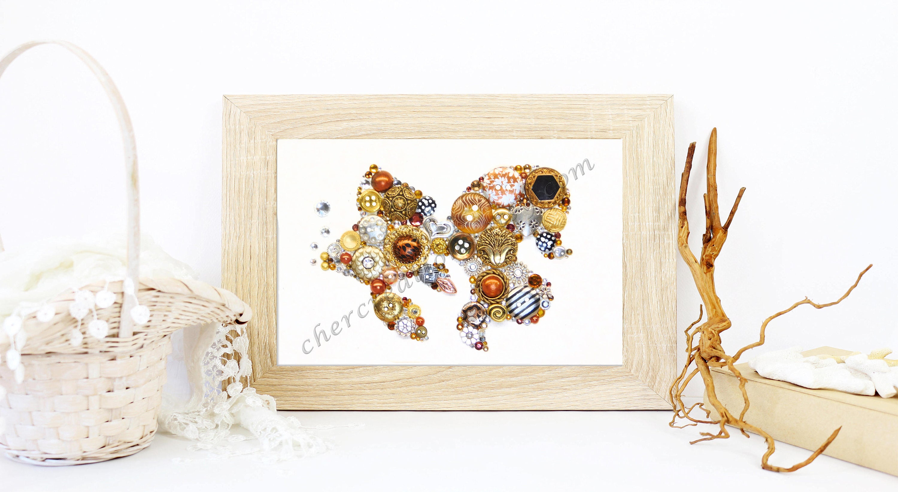 WIGGLY FISH 4X6 Button Art Button Artwork buttons beach | Etsy